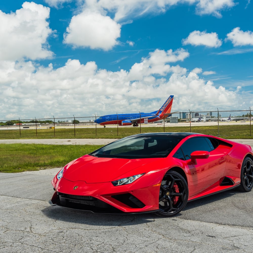 Red Lamborghini Huracan EVO Spyder Rental Miami | Zeus XI Exotics